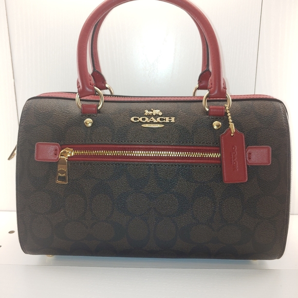 Coach | Bags | Coach Rowan Satchel In Signature Canvas Brown 941 Red ...